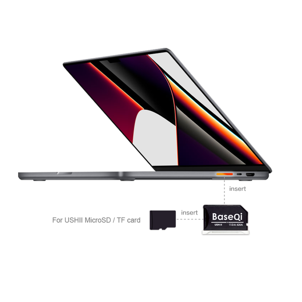 BaseQi 420A MicroSD adapter for Macbook pro M1 2021 / M2 2022 / M3 2023 ...